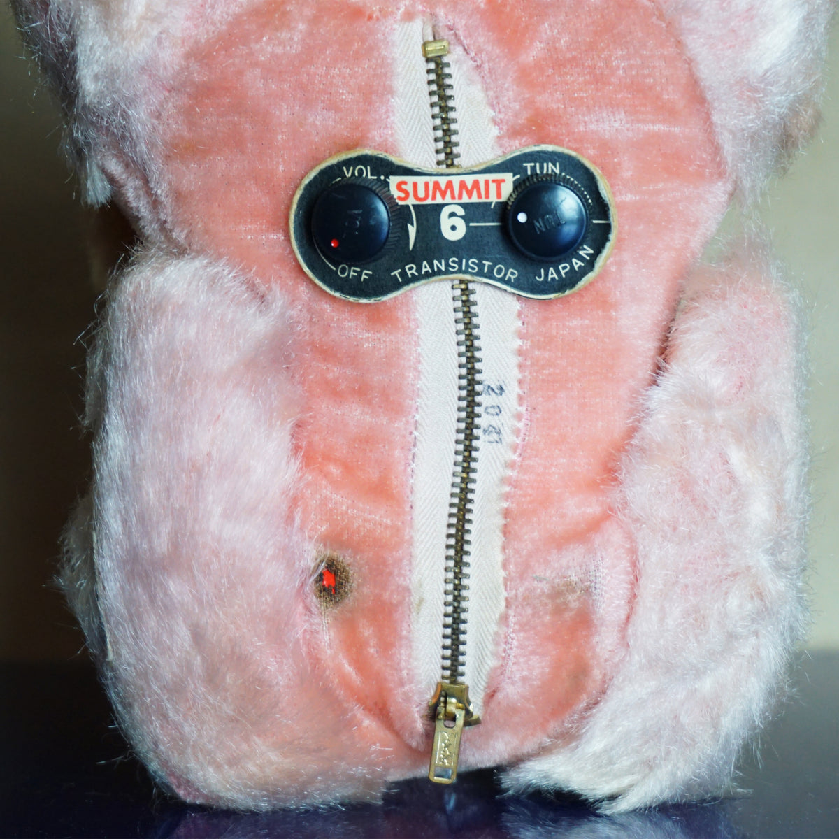 1960s MCM Vintage SUMMIT Pink Plush Poodle Transistor Radio Speaker w ...
