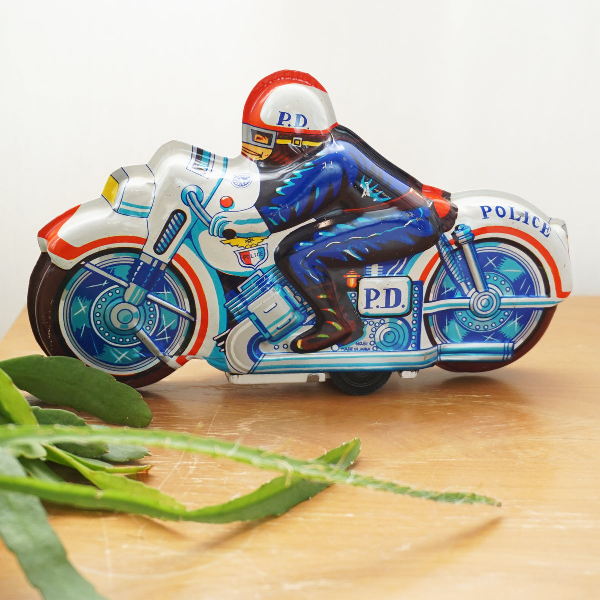 Vintage Tin Litho Friction Powered Motorcycle Police No. 51. Made in J ...
