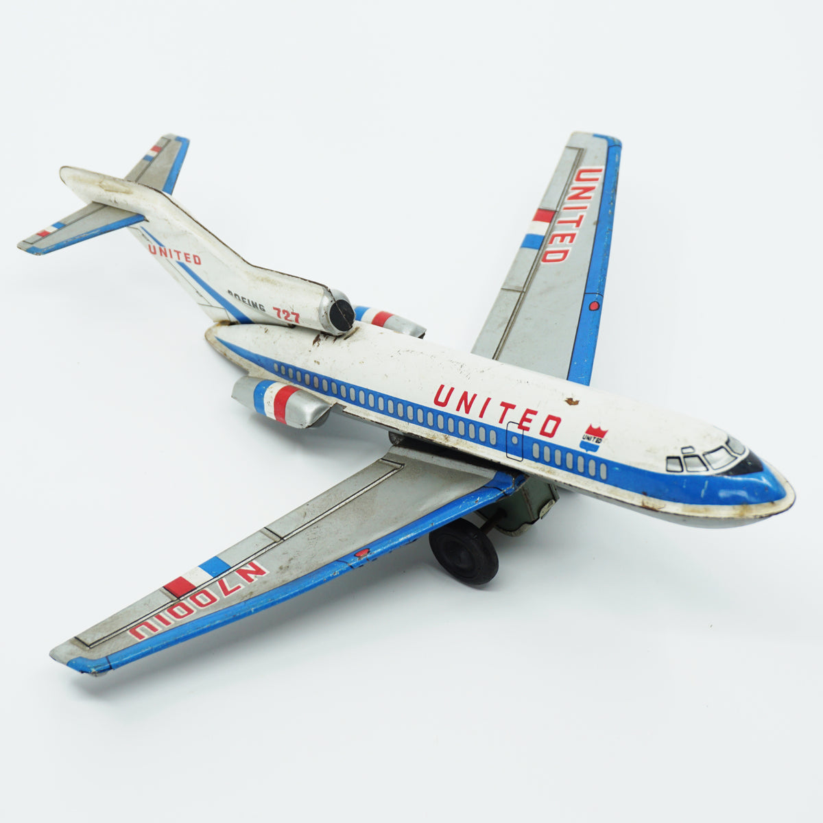 Mid-Century Vintage United Boeing 727 Toy Jet Airplane with Friction M ...
