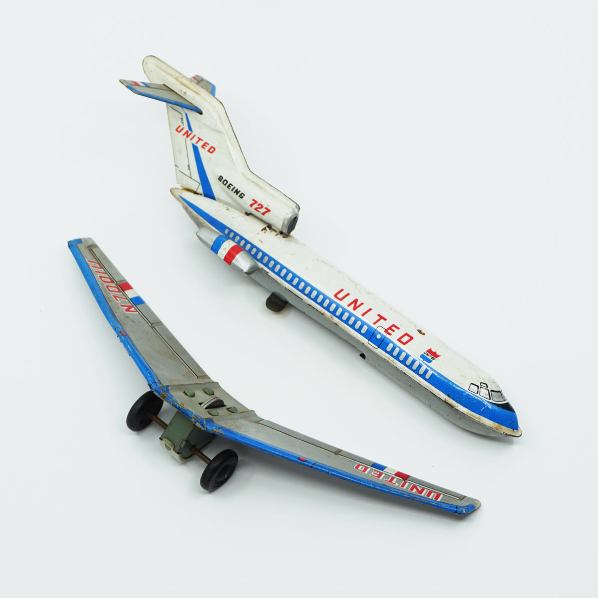 Mid-Century Vintage United Boeing 727 Toy Jet Airplane with Friction M ...